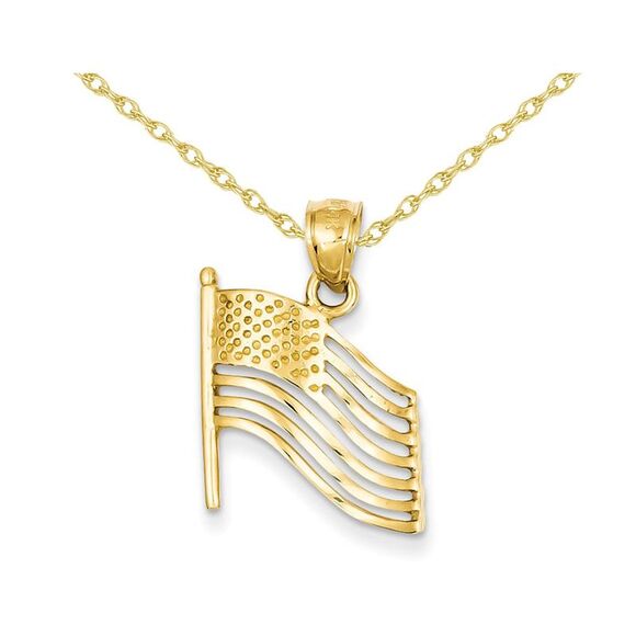 Gem & Harmony | Jewelry | American Flag Pendant Necklace In 4k Yellow ...
